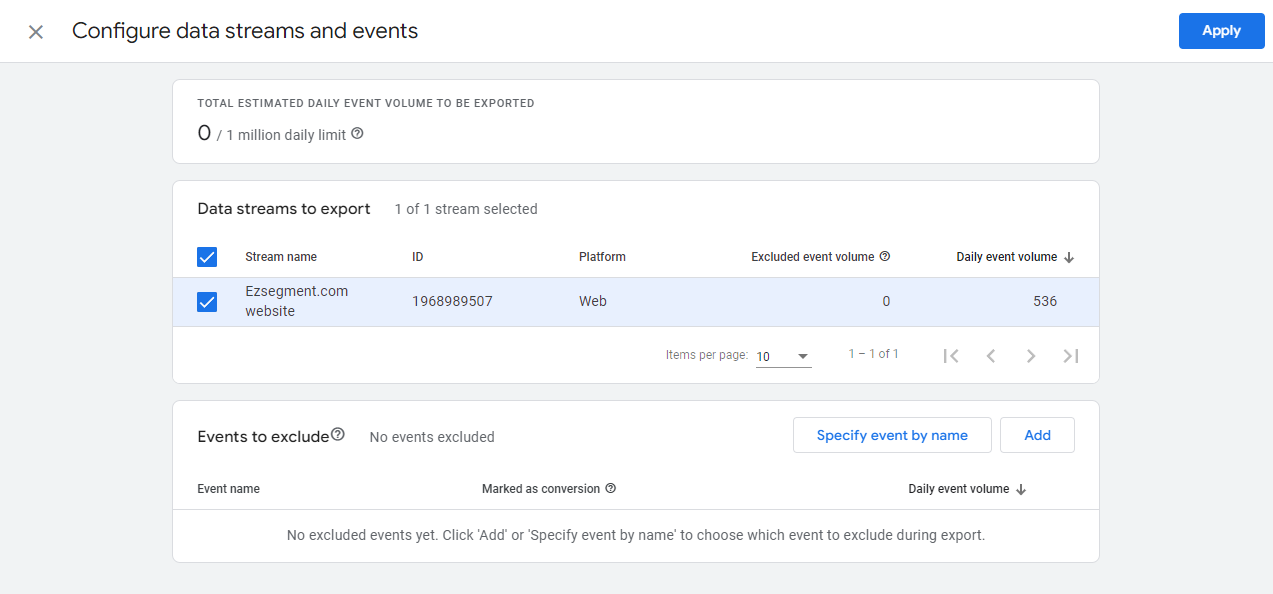 Export Google Analytics 4 data into BigQuery
