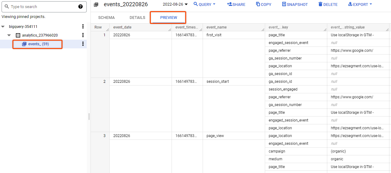 Export Google Analytics 4 data into BigQuery