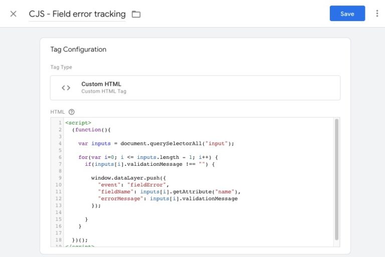 Input field error tracking in Google Analytics 4 and Google Tag Manager