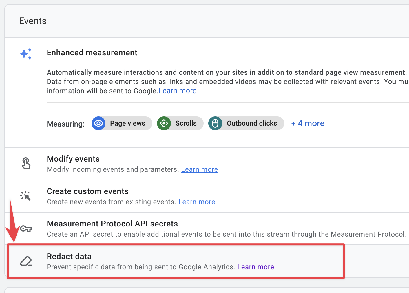 Data redaction in Google Analytics 4