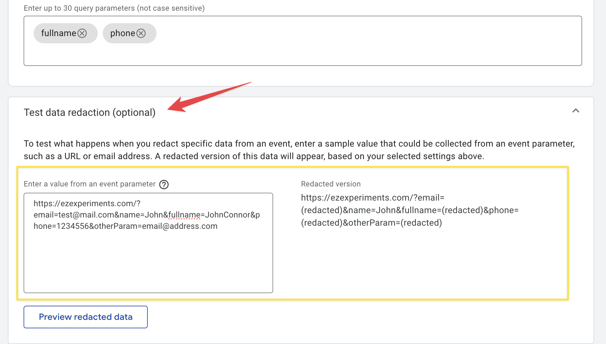 Data redaction in Google Analytics 4